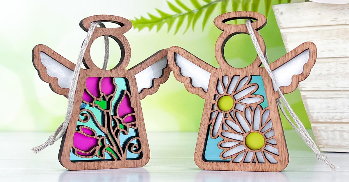 April Birth Flowers - Sweet Pea and Daisy Angel Ornaments - Forged Flare®