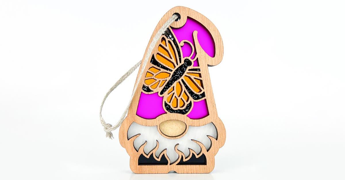 Whimsical Monarch Butterfly Gnome Ornament | Fun Garden Gnome Gift