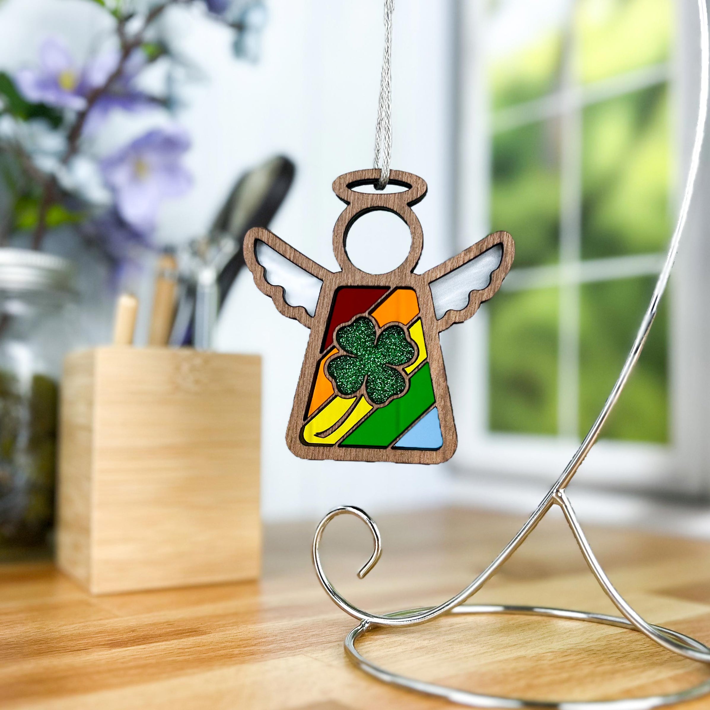 Four-Leaf Clover and Rainbow Ornament | Year-Round Decor and Christmas Gift